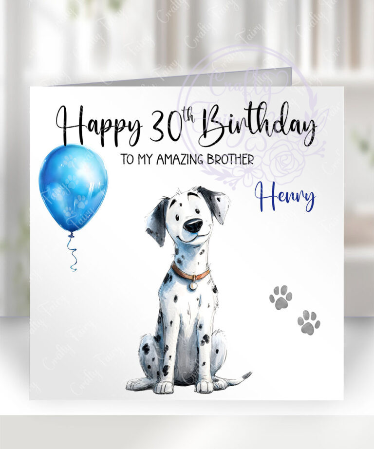Personalised Dalmatian Doodle Dog & Balloon Birthday Card ...