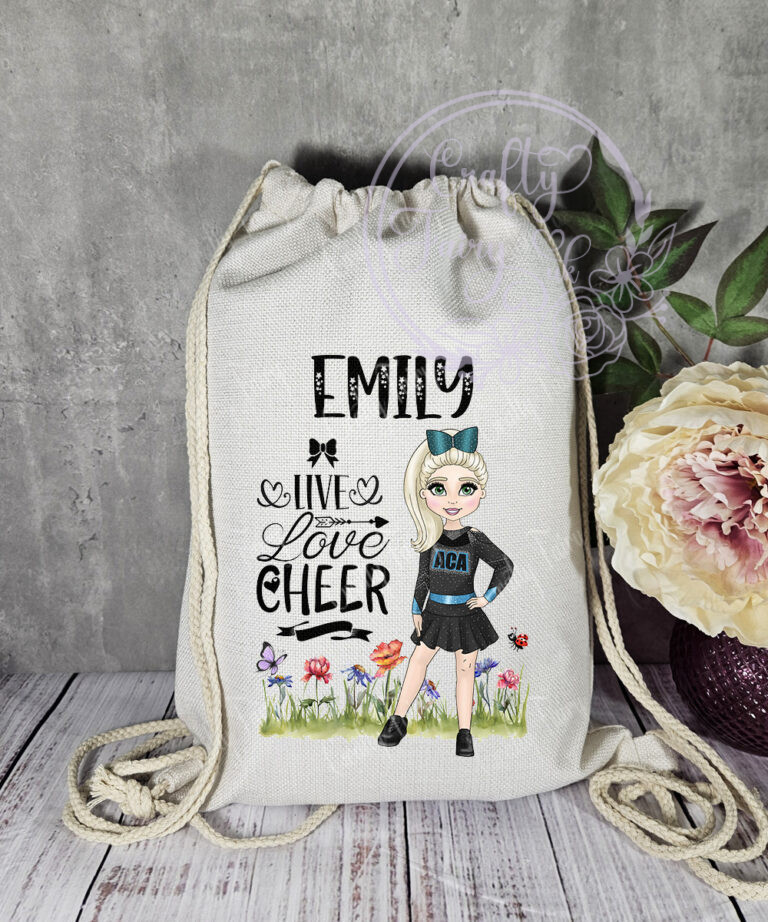 Personalised Aylesbury ACA Cheerleader Girl Drawstring Bag ...